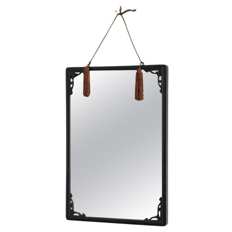 Japanese Old Wooden Frame Mirror / 1900-1950 / Wall Hanging Decoration ...