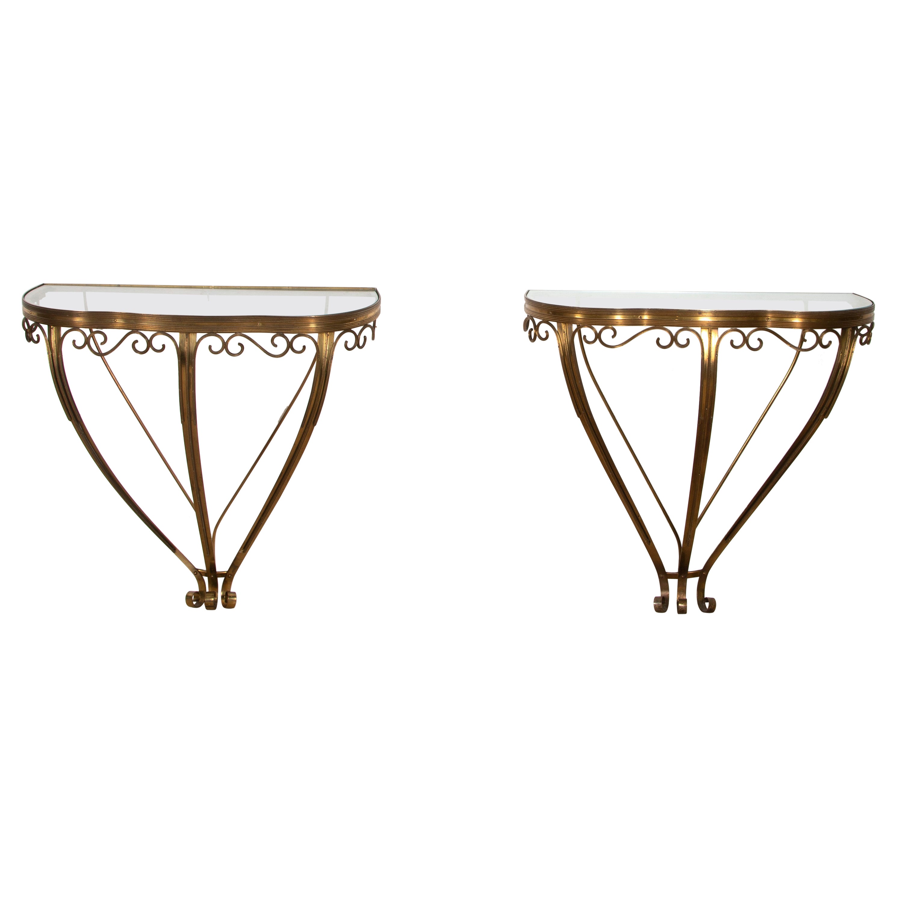 Italian Demi Lune Brass Console at 1stDibs