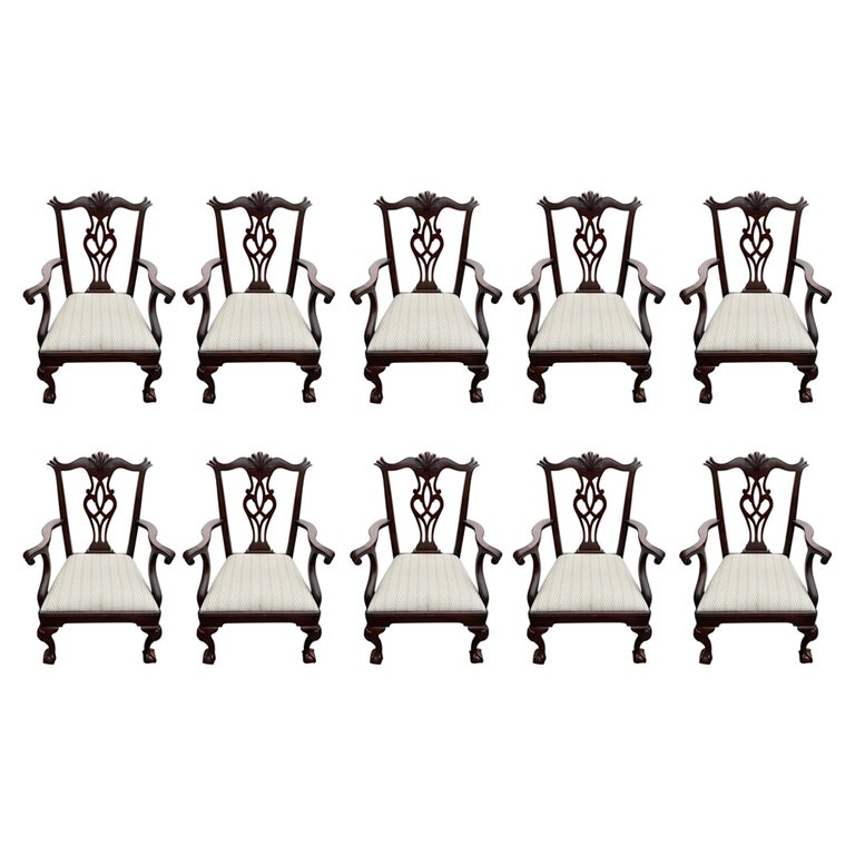 Henkel Harris Model 112 Ball in Claw Mahogany Dining Chairs- Set of 10 ...