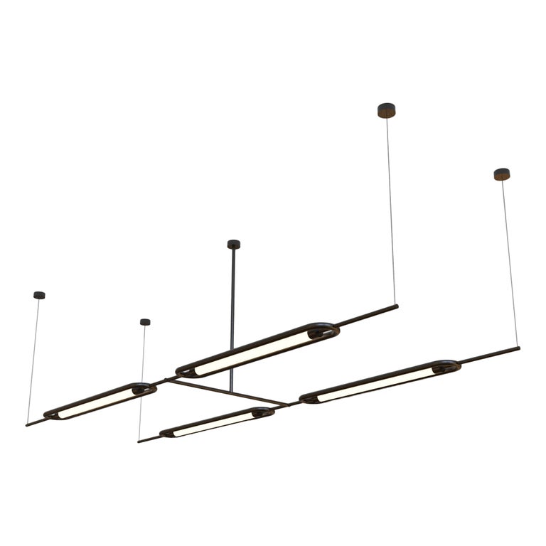 Lustre à 6 modules Paan Pasand Candy avec laiton et verre soufflé à la ...