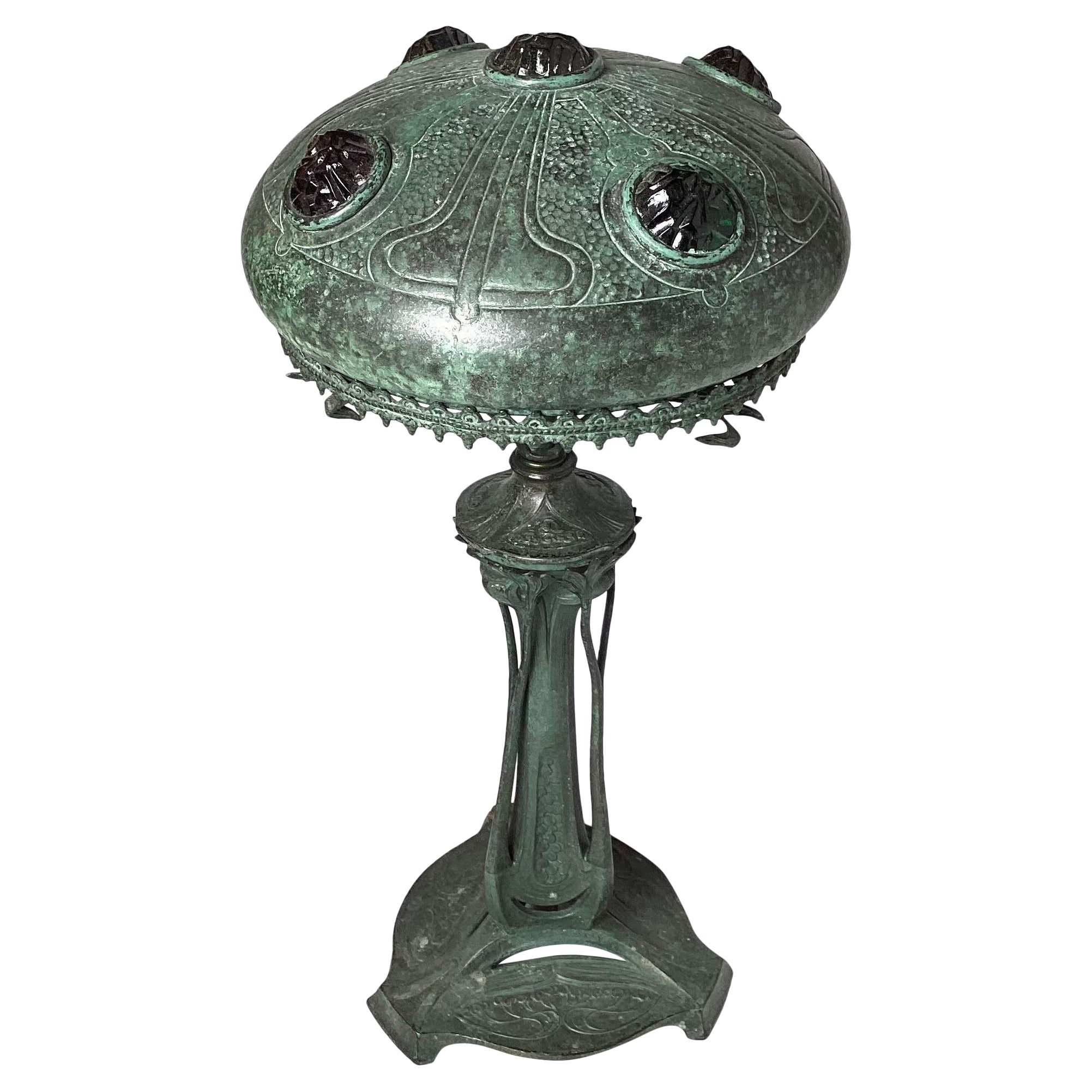 Art Nouveau Chunk Jewel Lamp at 1stDibs