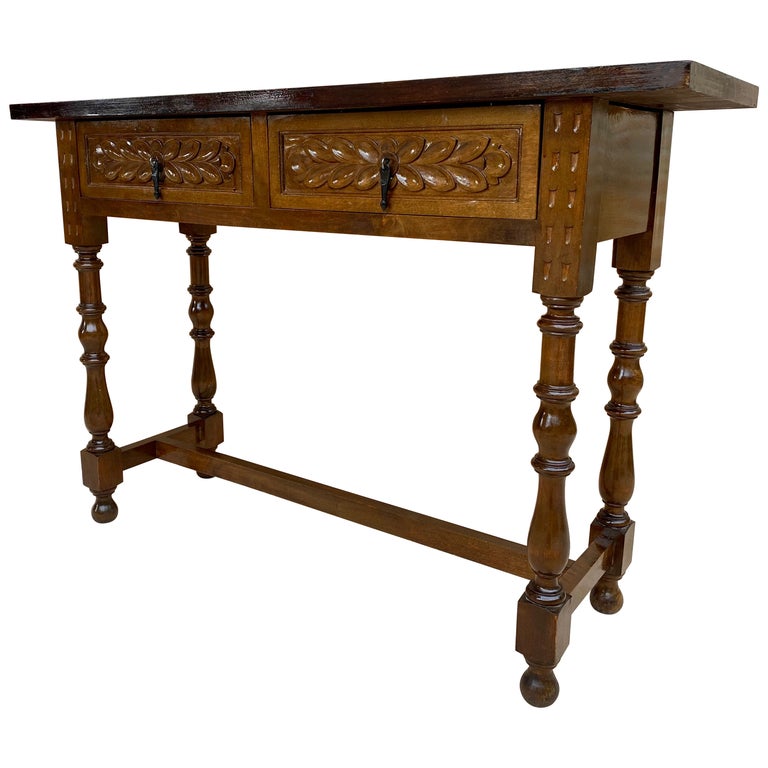 Early 20th Century Spanish Tuscan Console Table with Two Drawers and ...