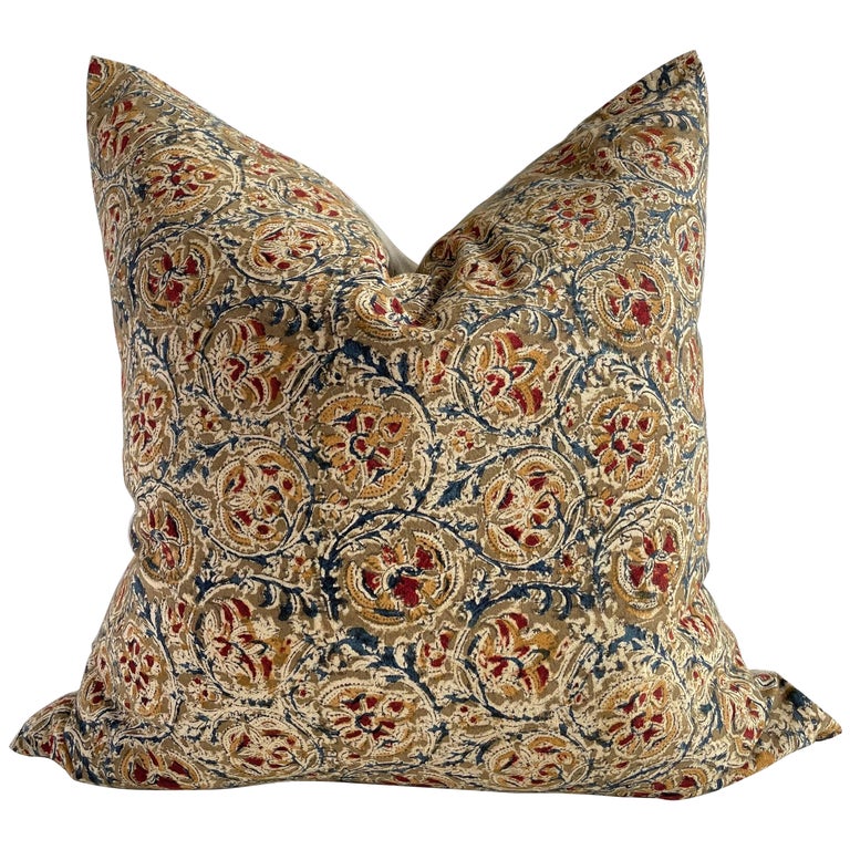 Hand Block-Printed Pillow For Sale at 1stDibs