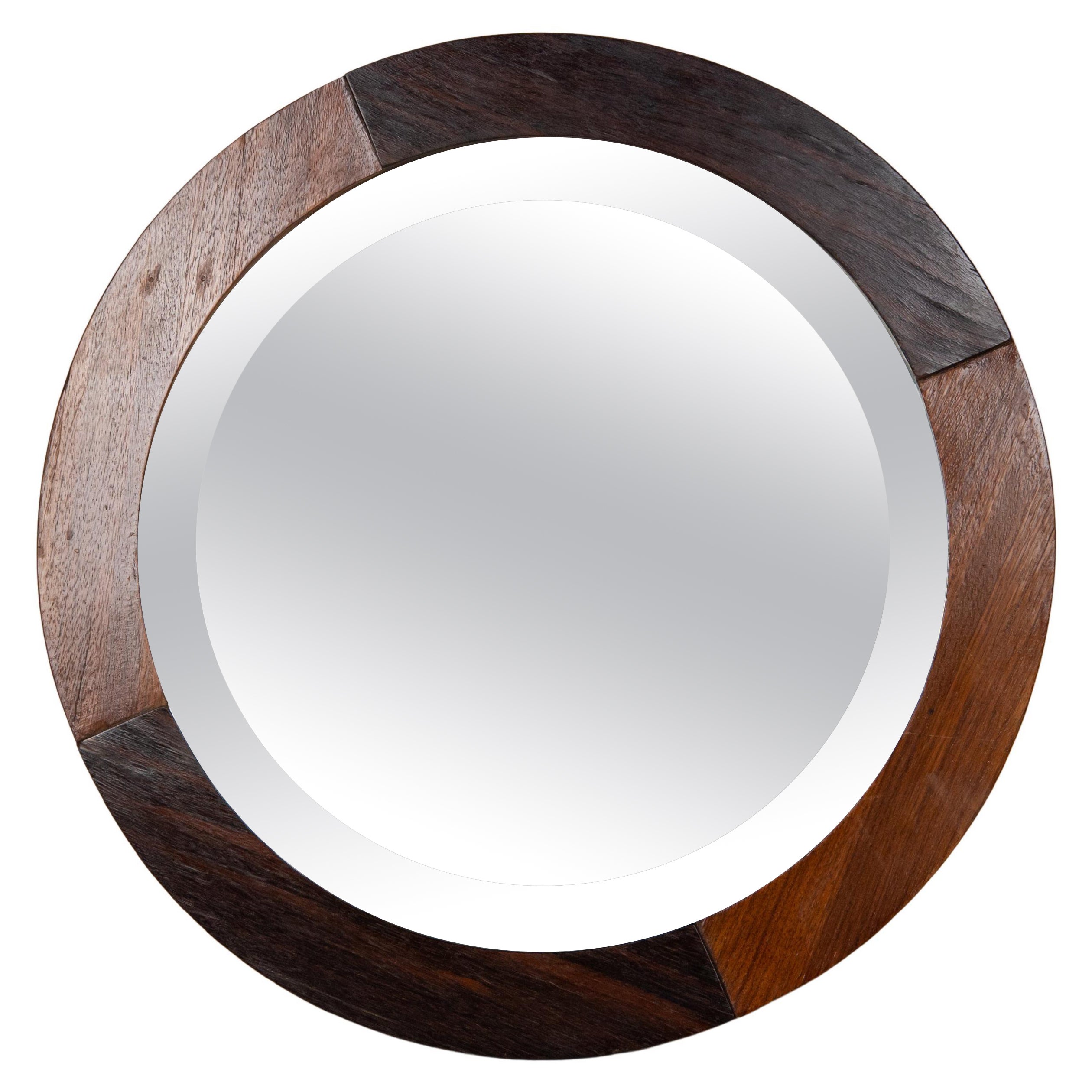 Vintage Round Italian Mirror from the 1980s with Smoked Glass Frame ...