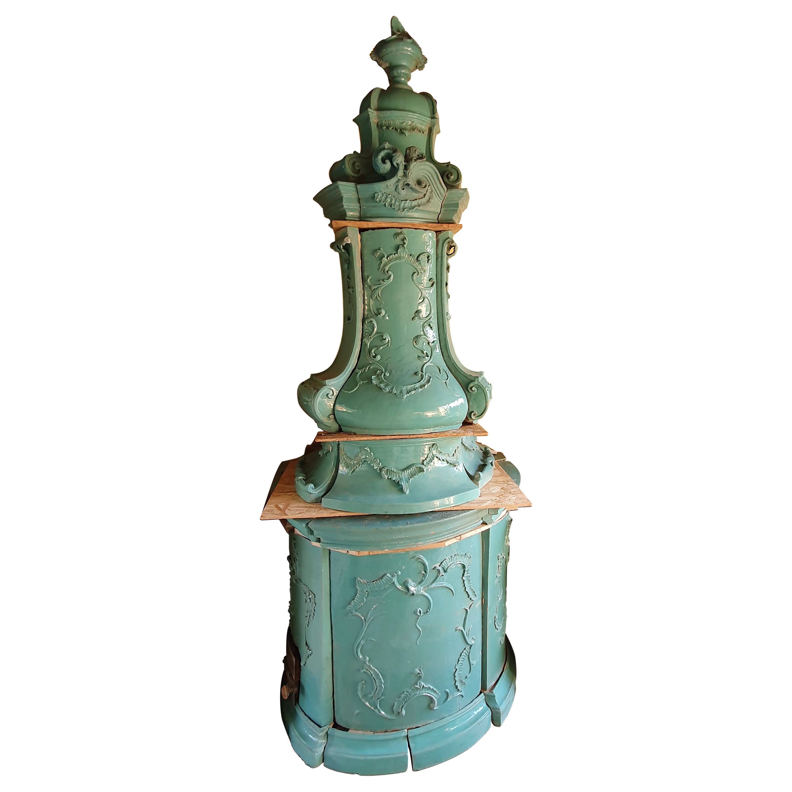 Rococo Style Glazed Terracotta Palace Stove For Sale at 1stDibs