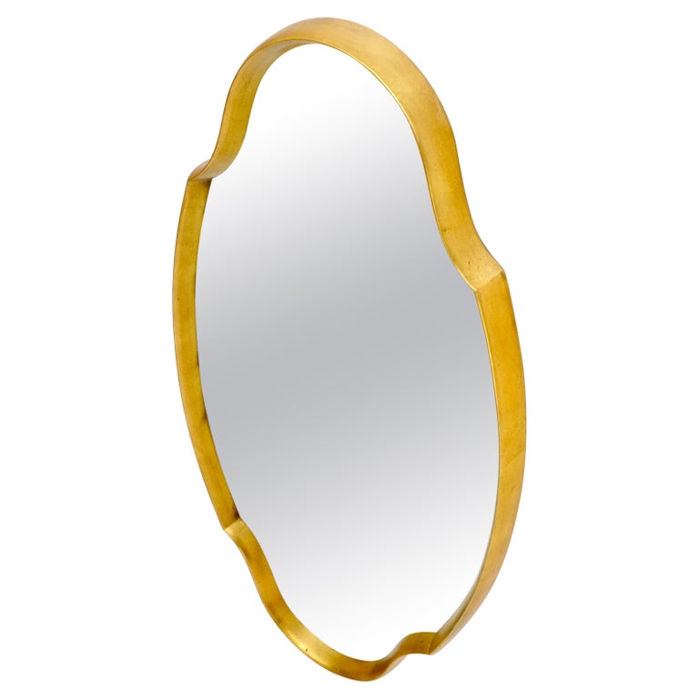 Shield Shape Wood Frame Gold Gilt Wall Mirror Hollywood Regency Mid ...
