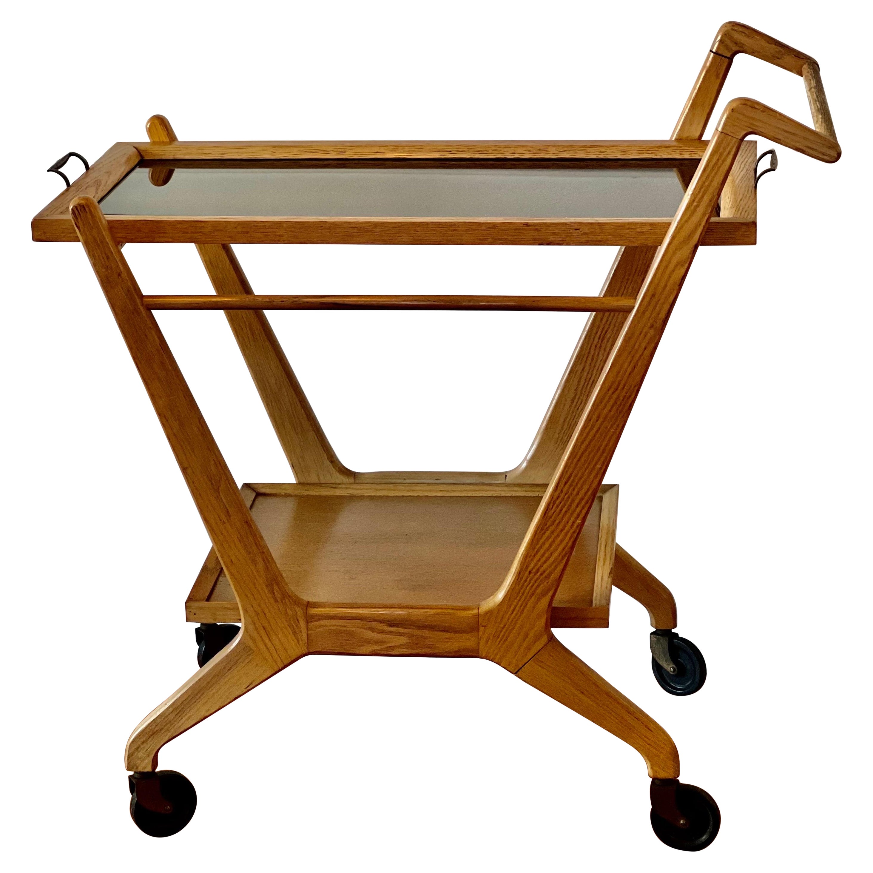 1950's tea trolley in walnut designed by Cesare Lacca for Cassina at ...