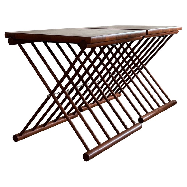Mandalay Teak Folding Side Tables For Sale at 1stDibs