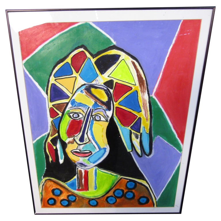 Colorful Abstract Painting Portrait For Sale at 1stDibs