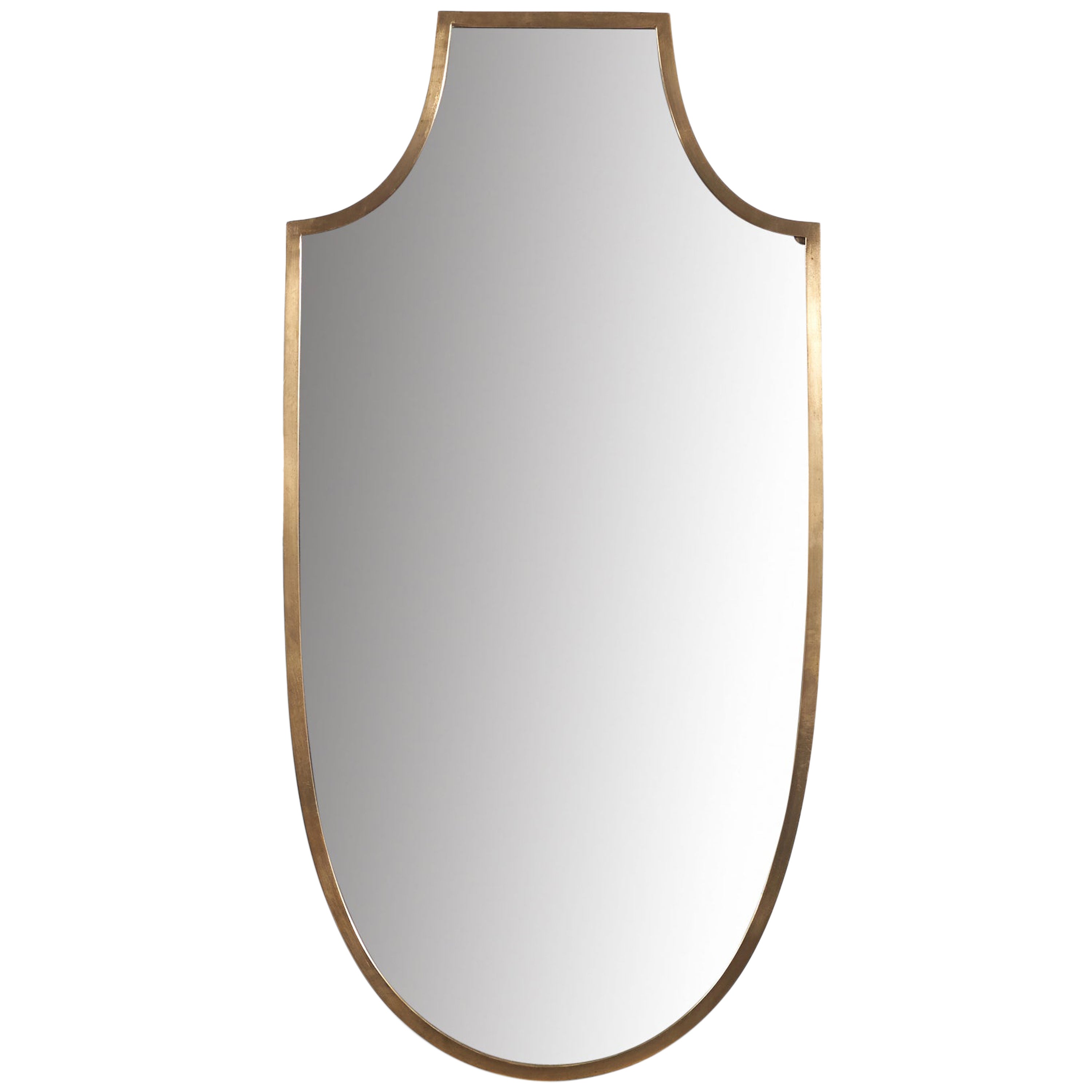 Italian Designer, Wall Mirror, Brass, Mirror Glass, Italy, c. 1950s For ...