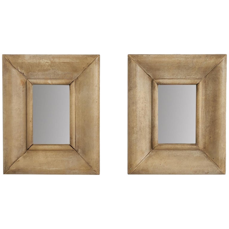 Italian Designer, Pair of Wall Mirrors, Shagreen, Mirror Glass, Italy ...