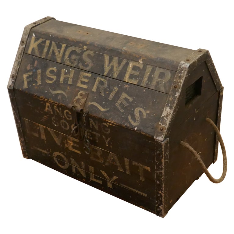 Victorian Pine Fishing Bait Box at 1stDibs