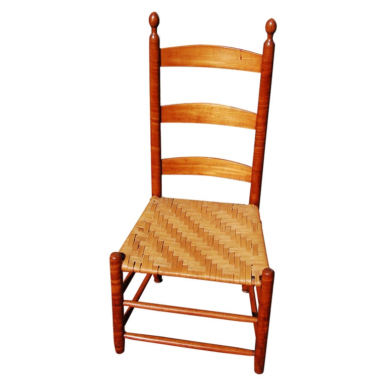 American Mid 19th Century Shaker Side Chair in Curly Maple with Tilters ...