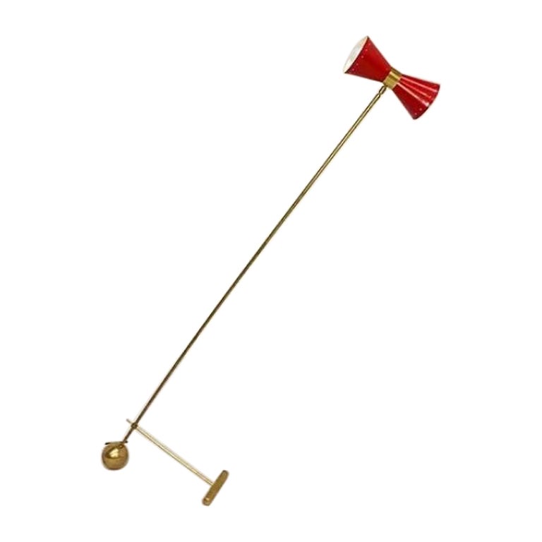 Stilnovo Style Diabolo Floor Lamp in Metal Shade with Brass Accents For ...