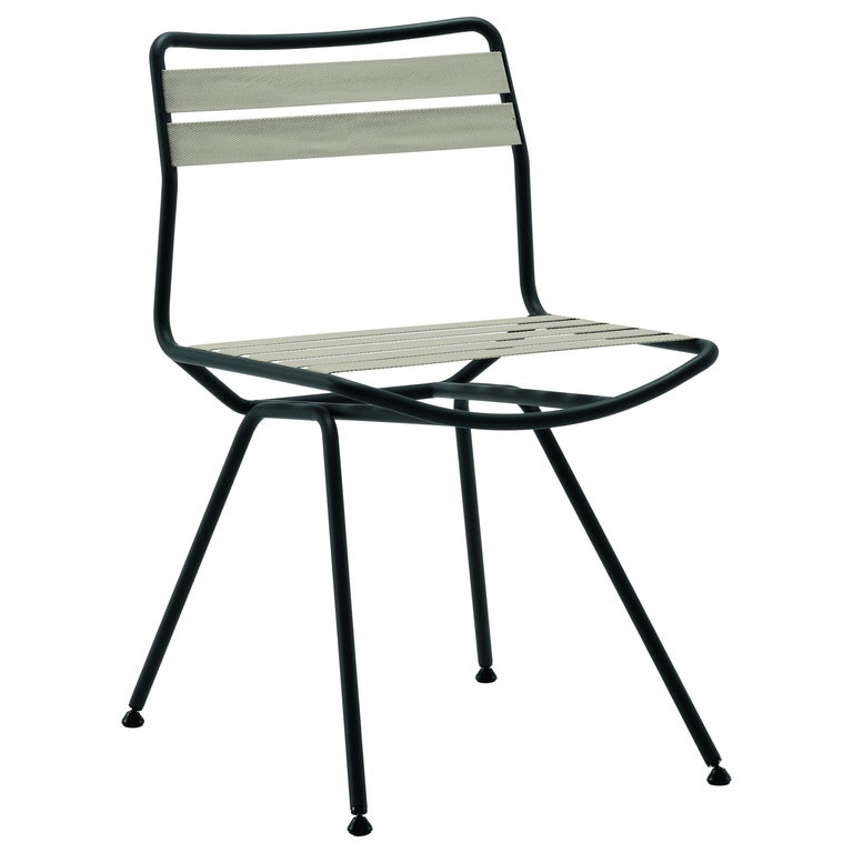 Zanotta Dan Chair in String Elastic Seat and Back with Black Stainless ...