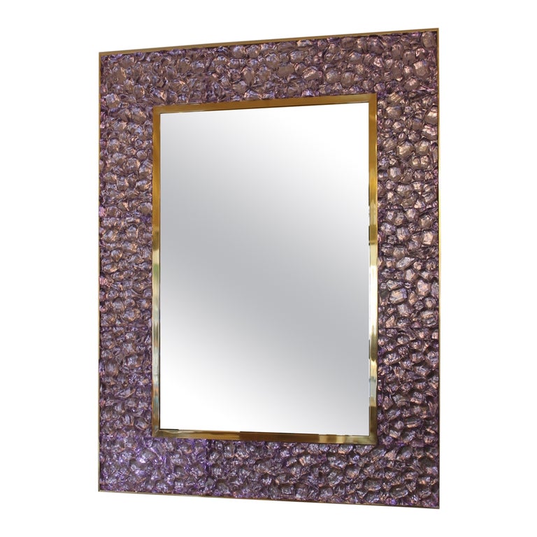 Contemporary Amethyst, Murano Glass Mirror, in Stock. at 1stDibs