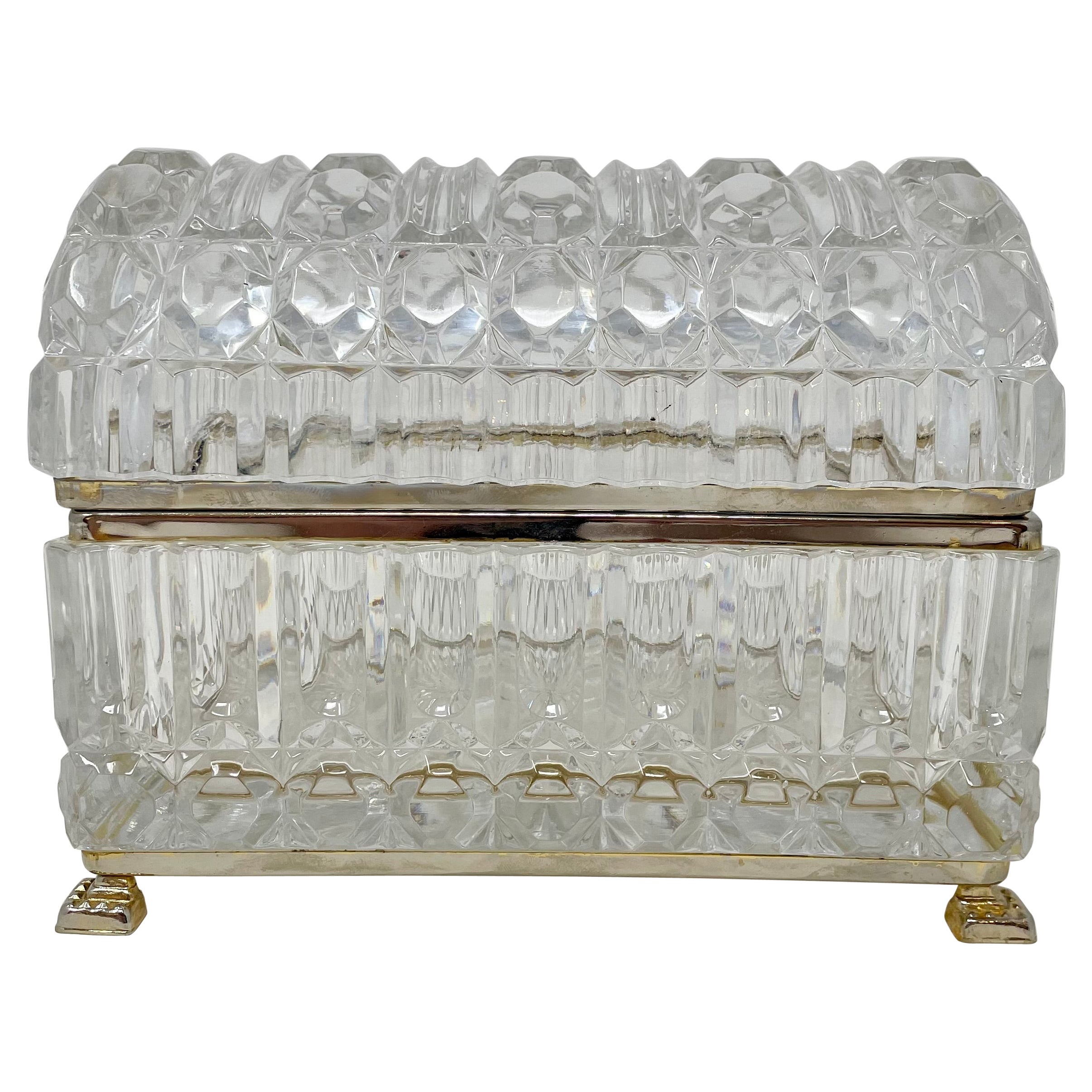Antique French Cut Crystal and Bronze D' Ore Jewel Box, Circa 1900 For ...