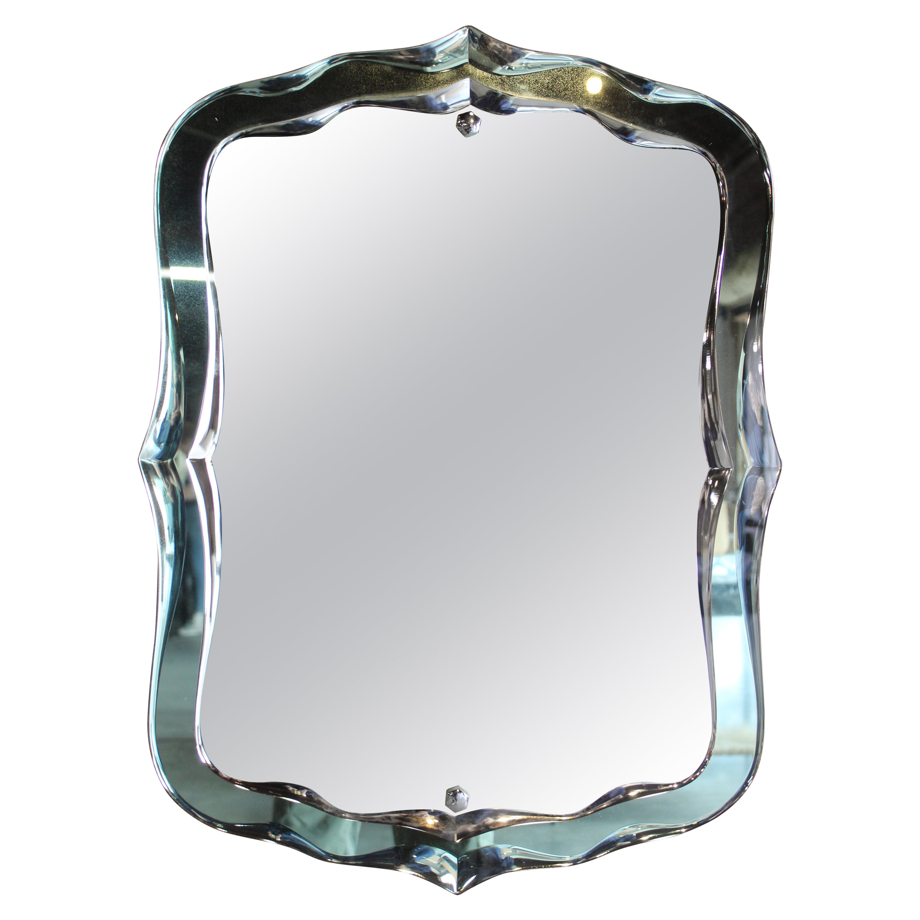 Stunning Fontana Arte Multi Level Oval, Two Color Glass, Beveled Mirror ...