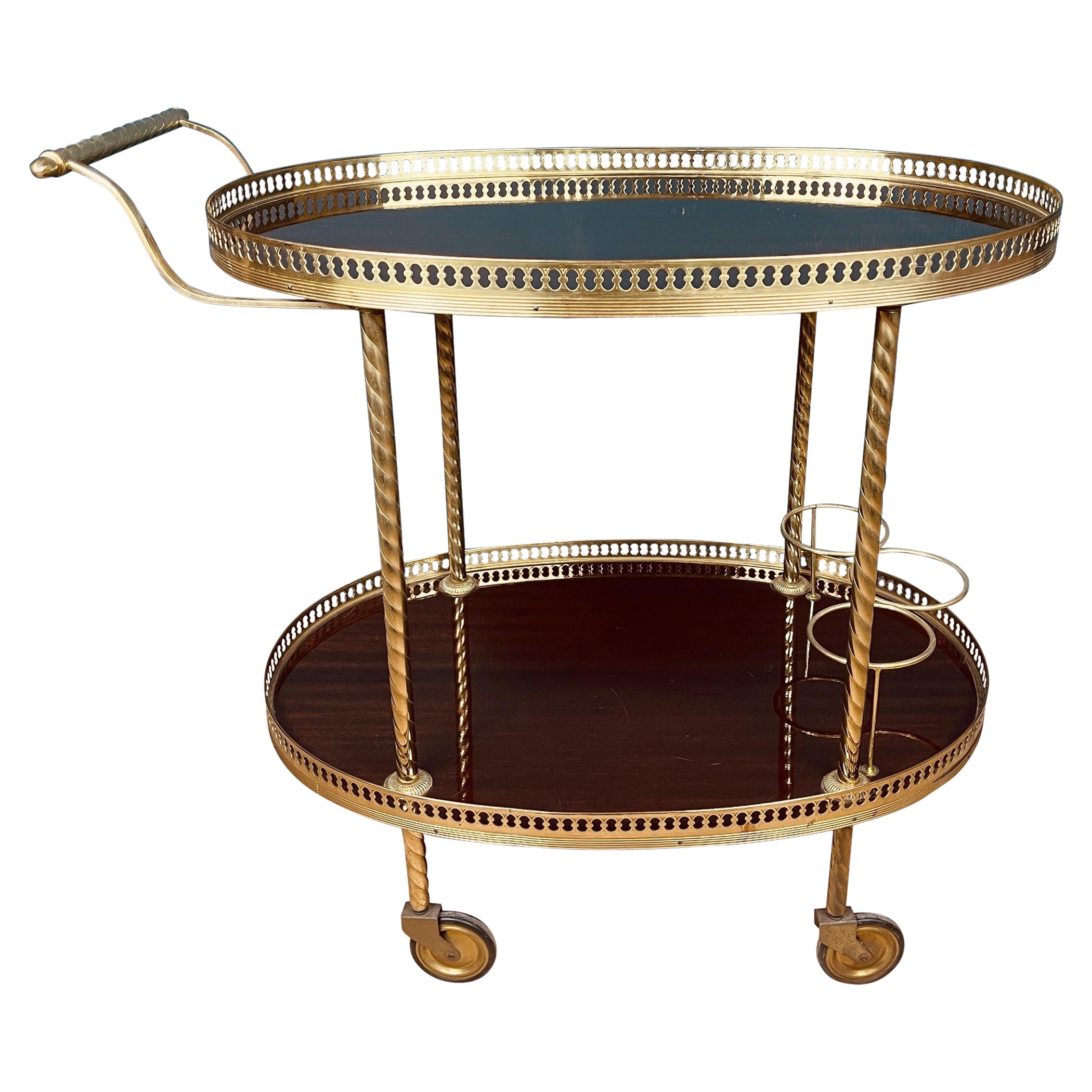 1960s Laminated Two-Shelf Rolling Serving Cart For Sale at 1stDibs