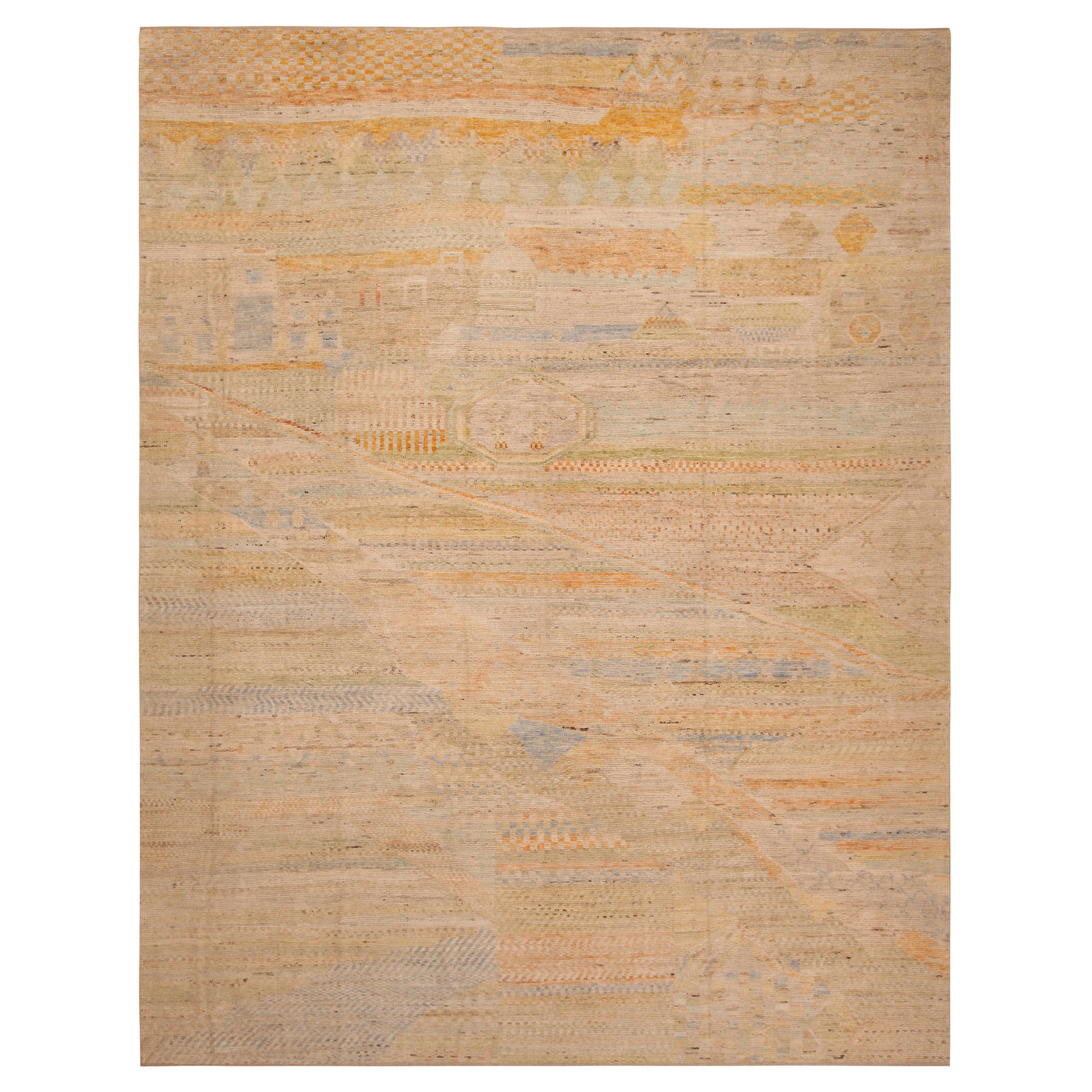 Nazmiyal Collection Primitive Design Modern Moroccan Rug. 9 ft 8 in x11 ...