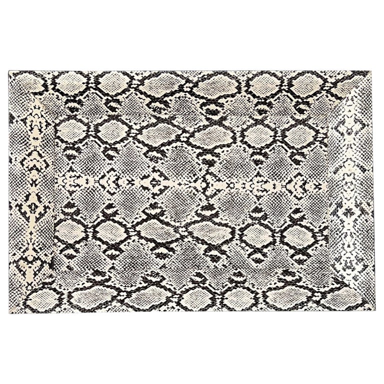 Vintage Faux Python Leather Tray in Ivory and Black, circa 2010 at 1stDibs
