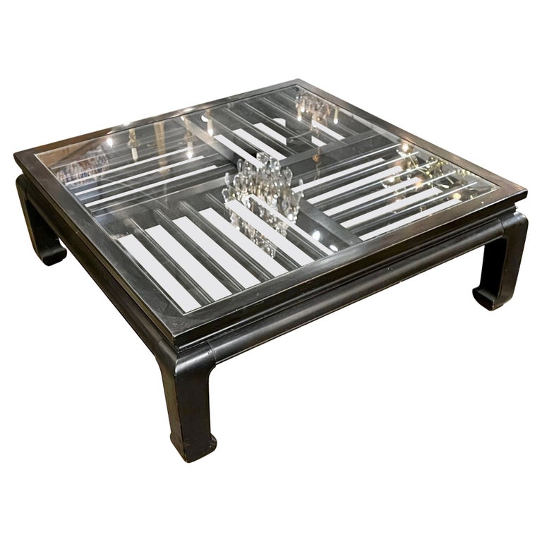 Mid-Century Modern Chinese Ebonized Cross Bars Coffee Table For Sale at ...