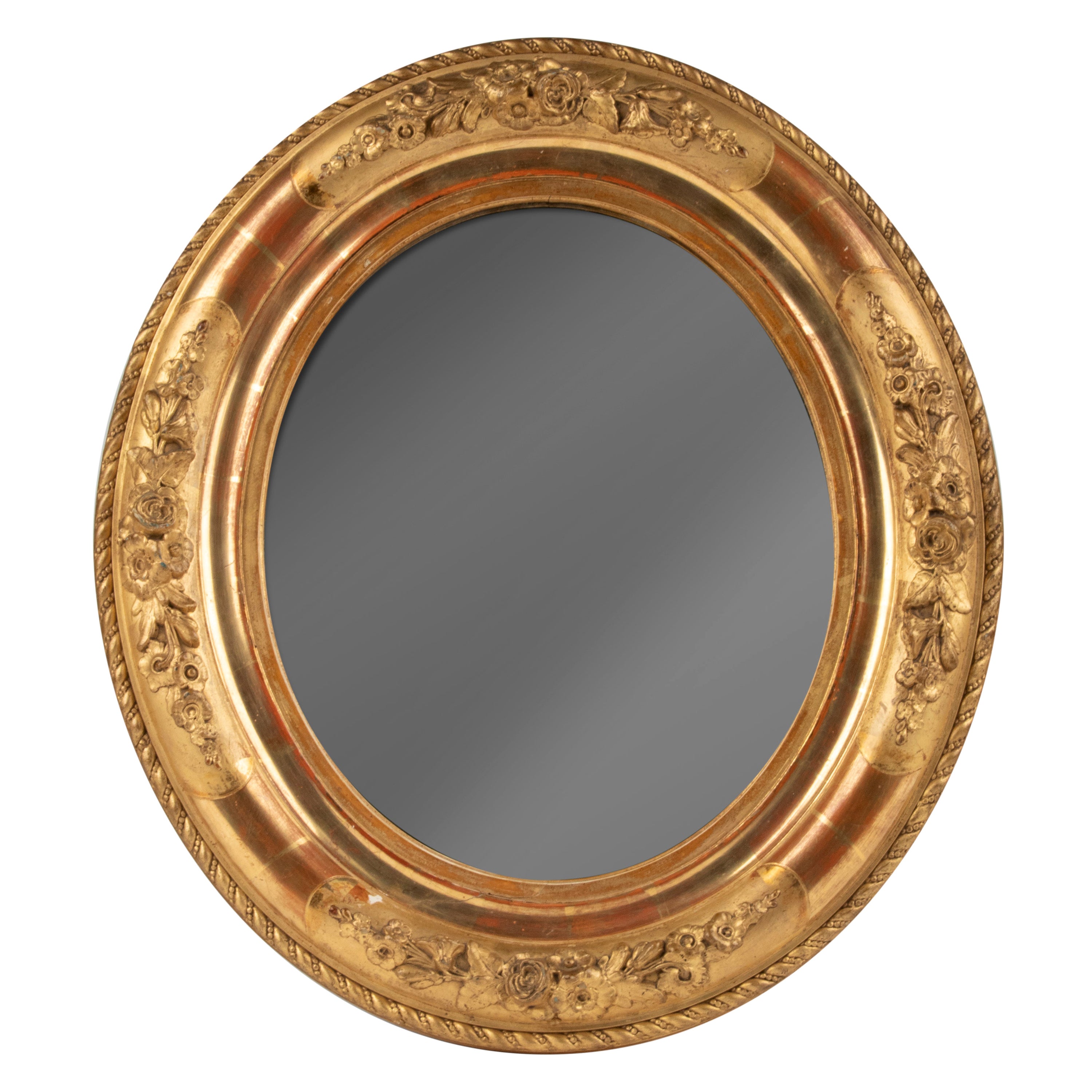 Small French Green and Gilded Crown Top Mirror at 1stDibs
