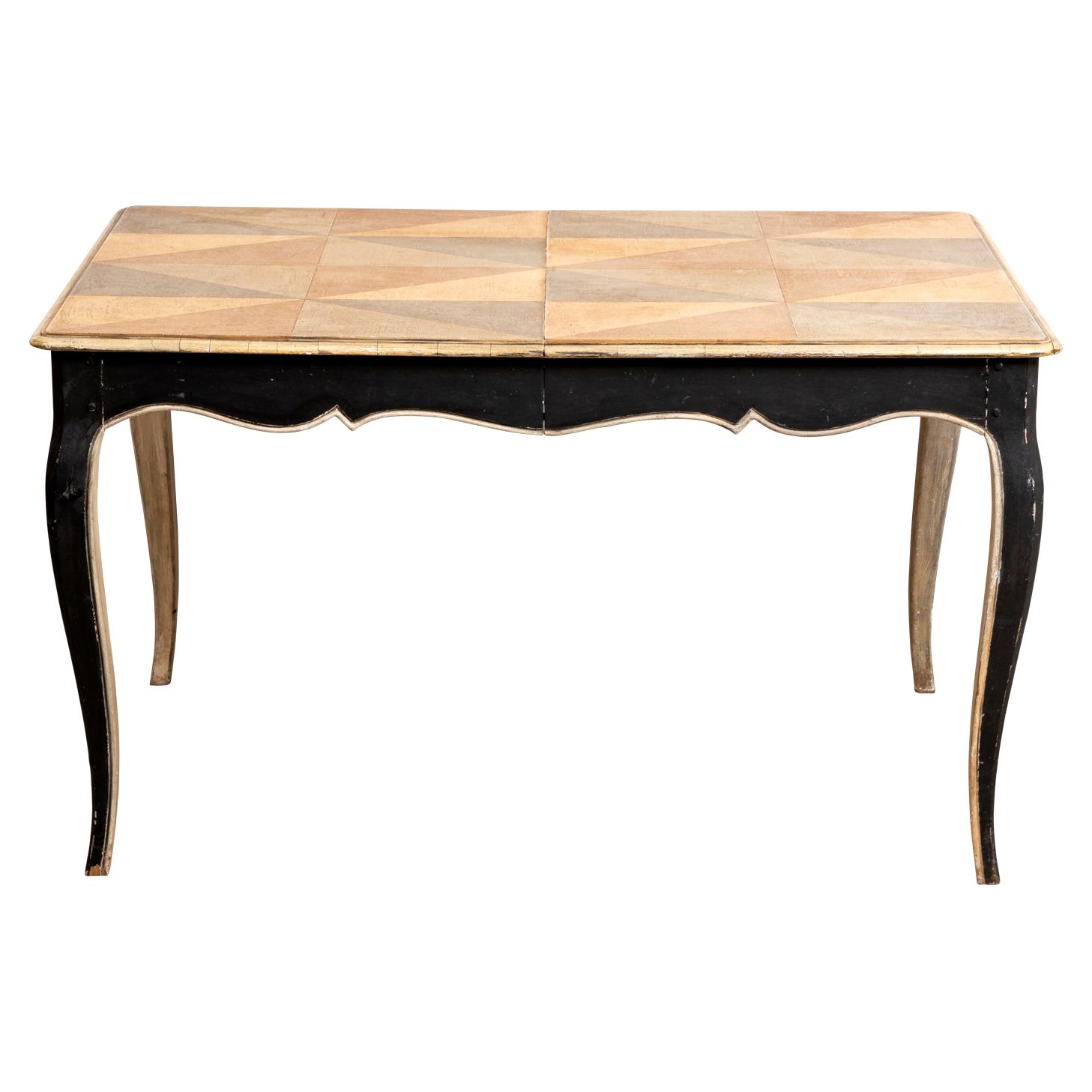 French Faux Tortoise and Ivory Painted Center Table at 1stDibs
