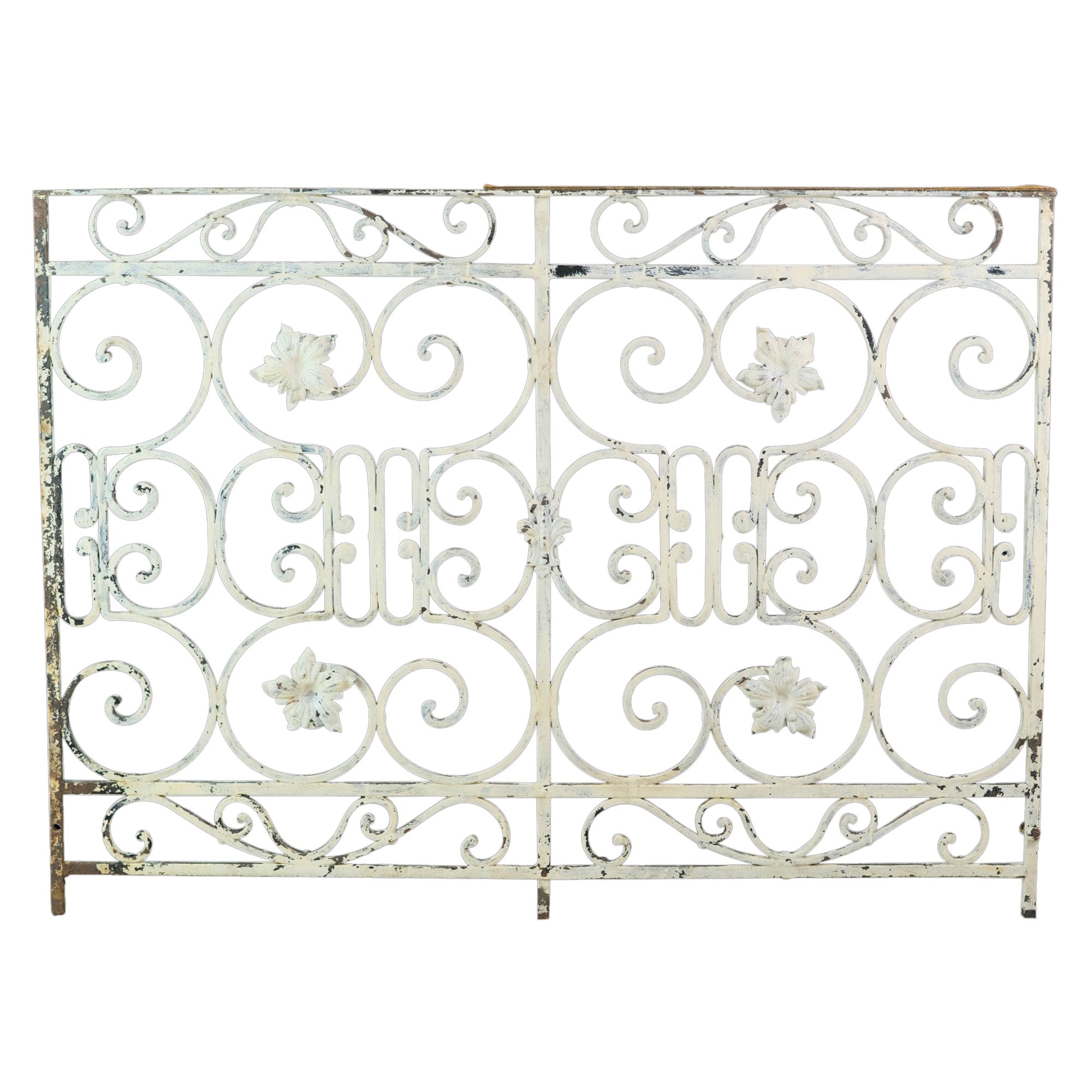 1920s Ornate Hand Wrought Iron Floral Balcony Railing Piece For Sale at ...