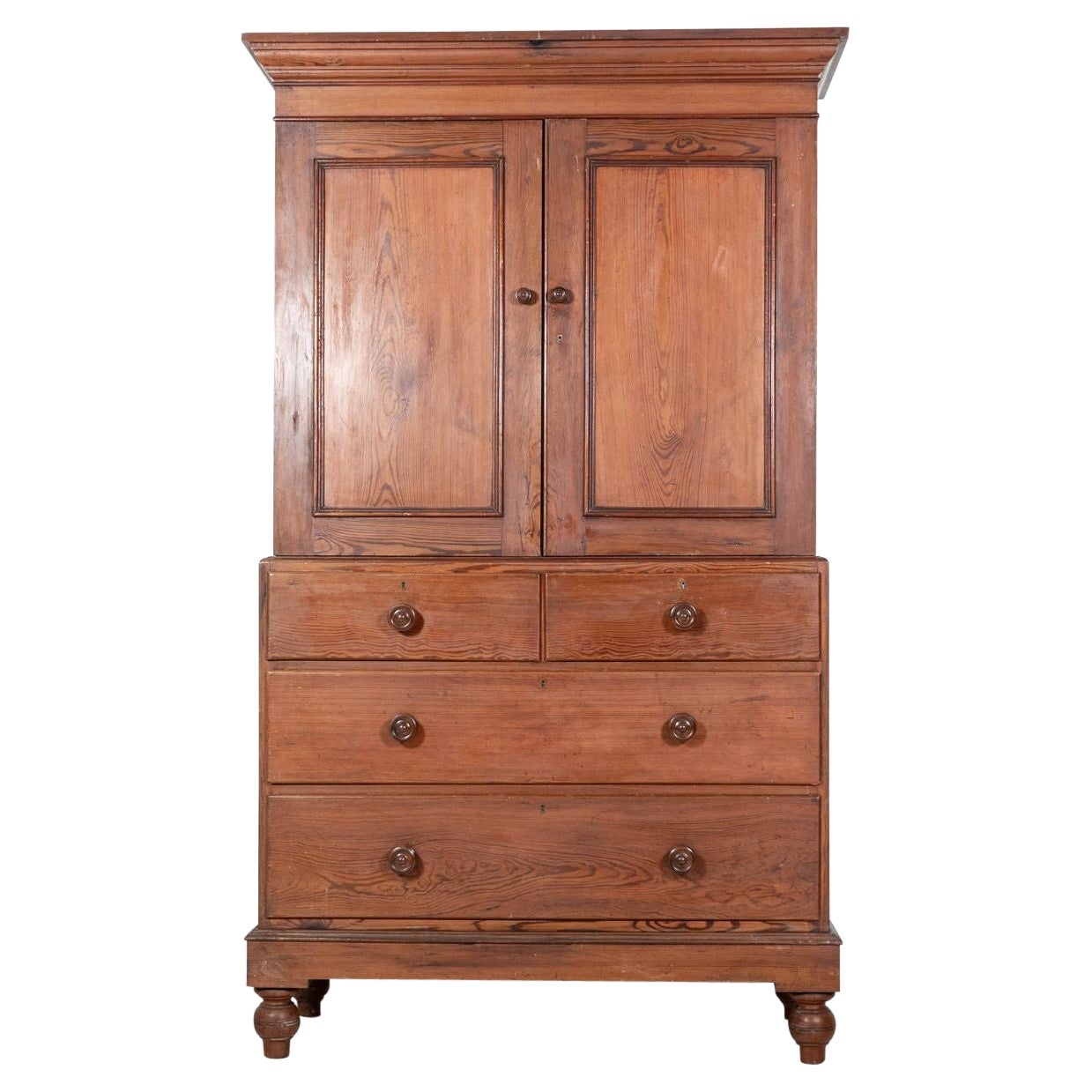 19th c. English Pine Linen Press at 1stDibs