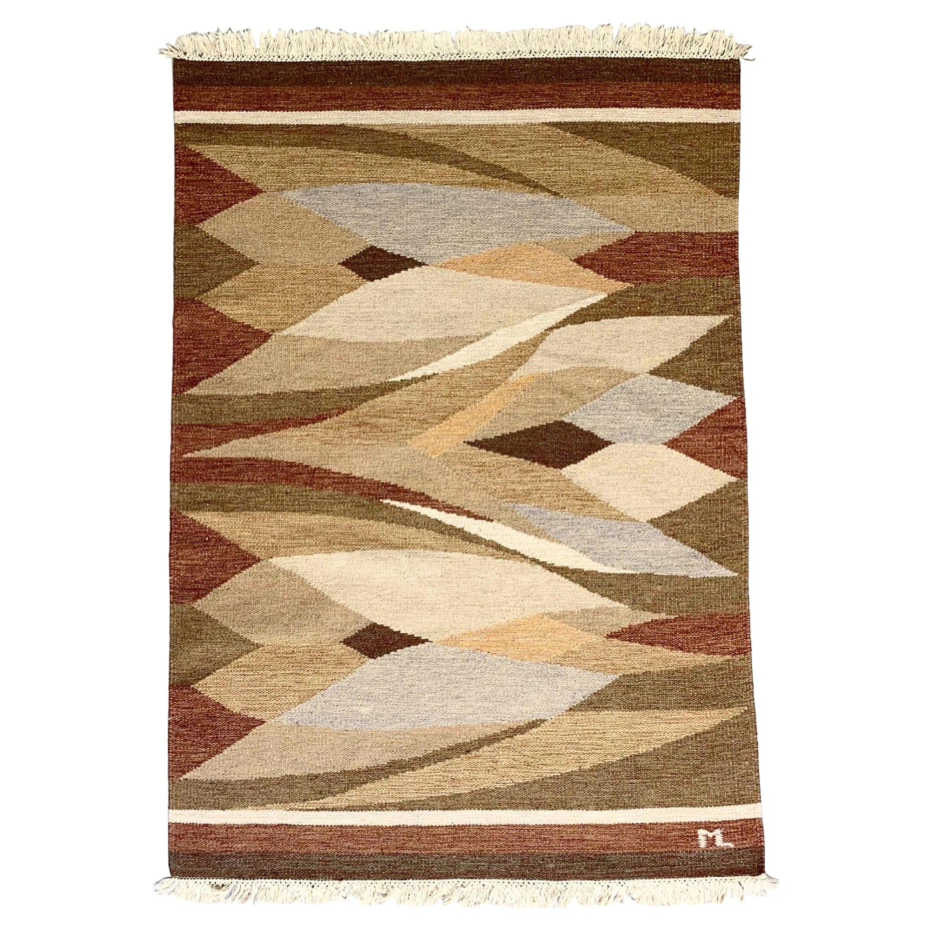 Traditional Swedish Rag Rug, 1950s For Sale at 1stDibs