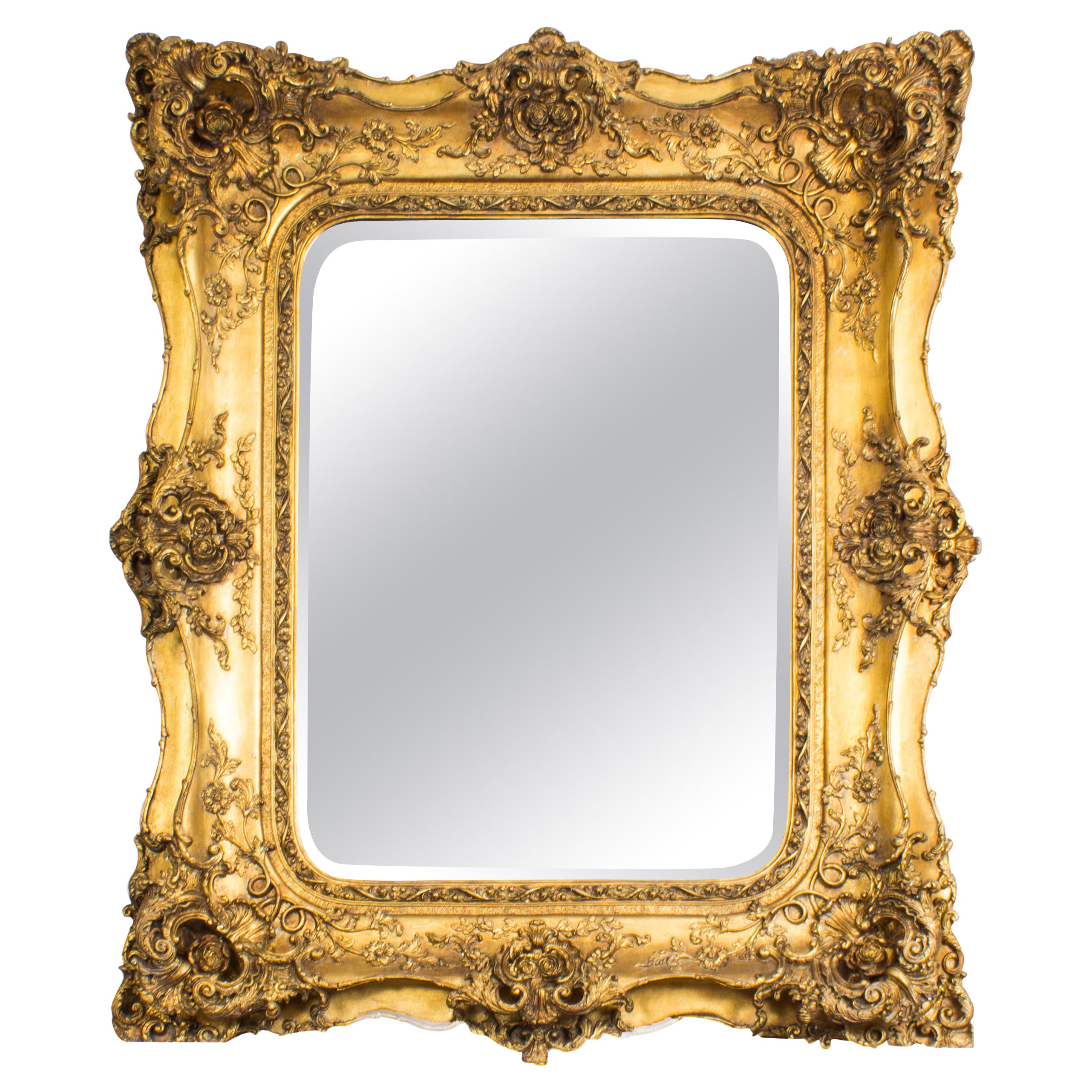 Vintage Large Ornate Italian Gilded Mirror 20th C For Sale at 1stDibs