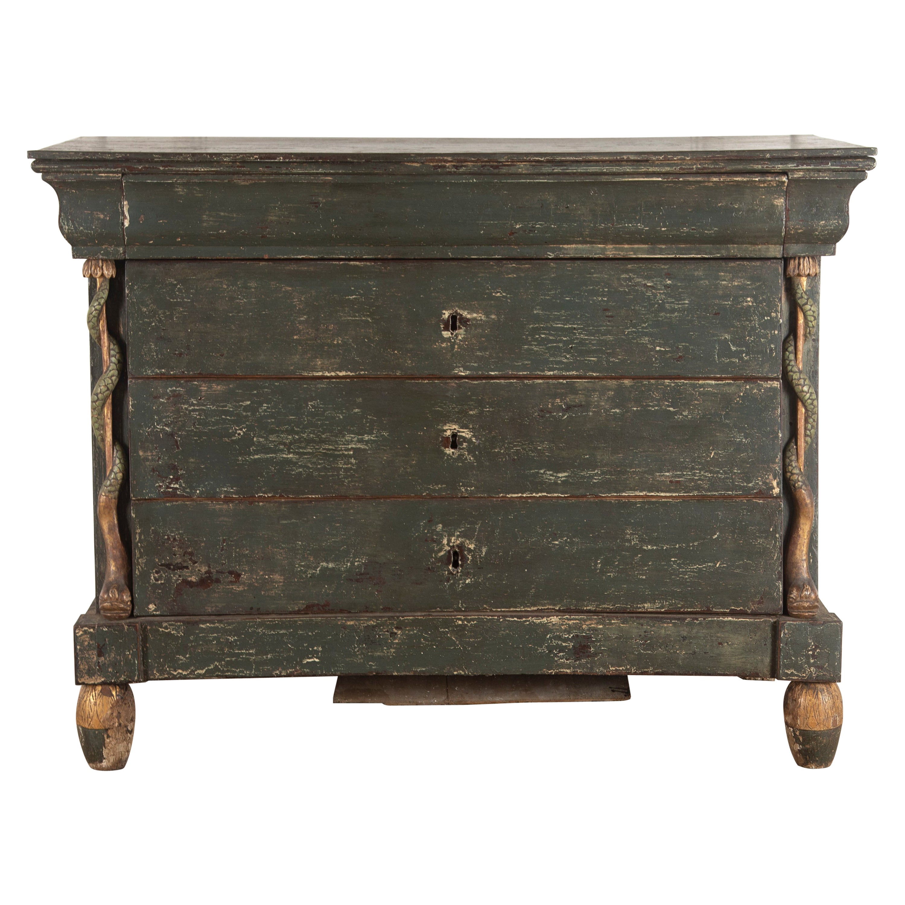 1960's French Walnut Commode with Brass and Metal Detail For Sale at ...