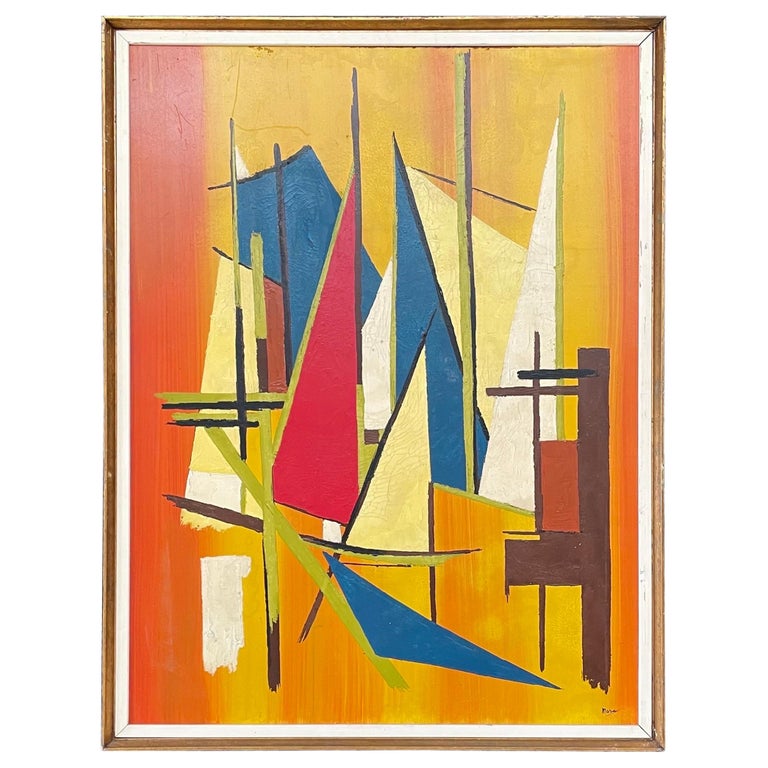 Vintage Signed Abstract Painting For Sale at 1stDibs