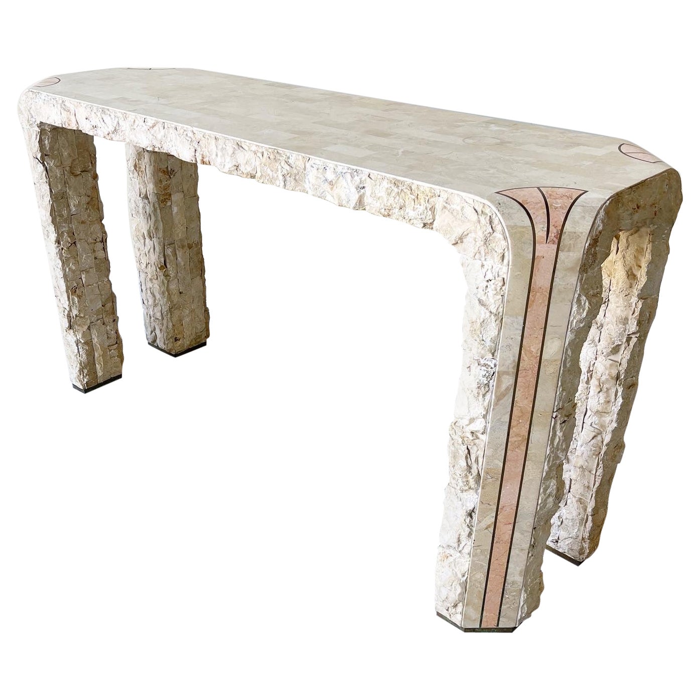 Tessellated Fossil Stone Console Table by Maitland Smith at 1stDibs