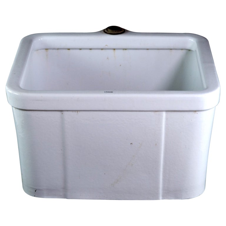 1920s Unusual White Porcelain Deep Slop Sink by Crane For Sale at ...