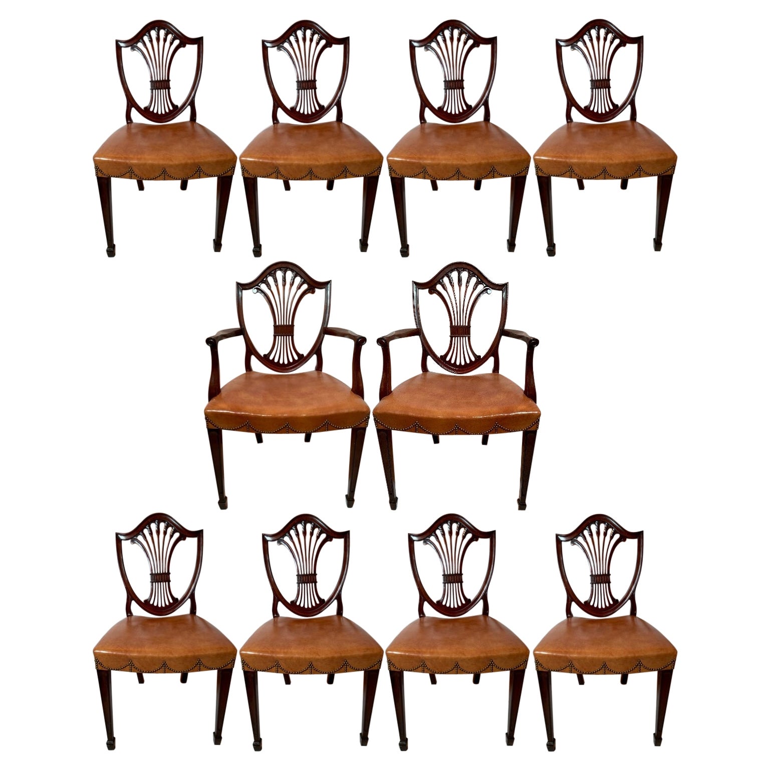 Set of 12 Hepplewhite Dining Chairs For Sale at 1stDibs