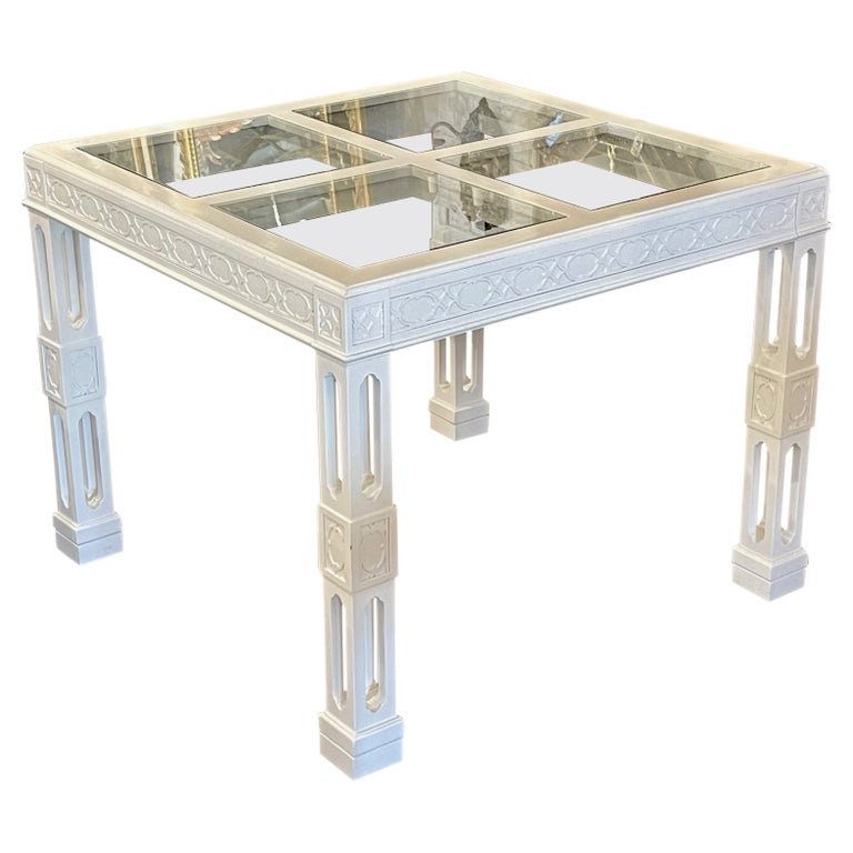 Mid Century Chippendale Style English White Lacquered and Glass Game ...