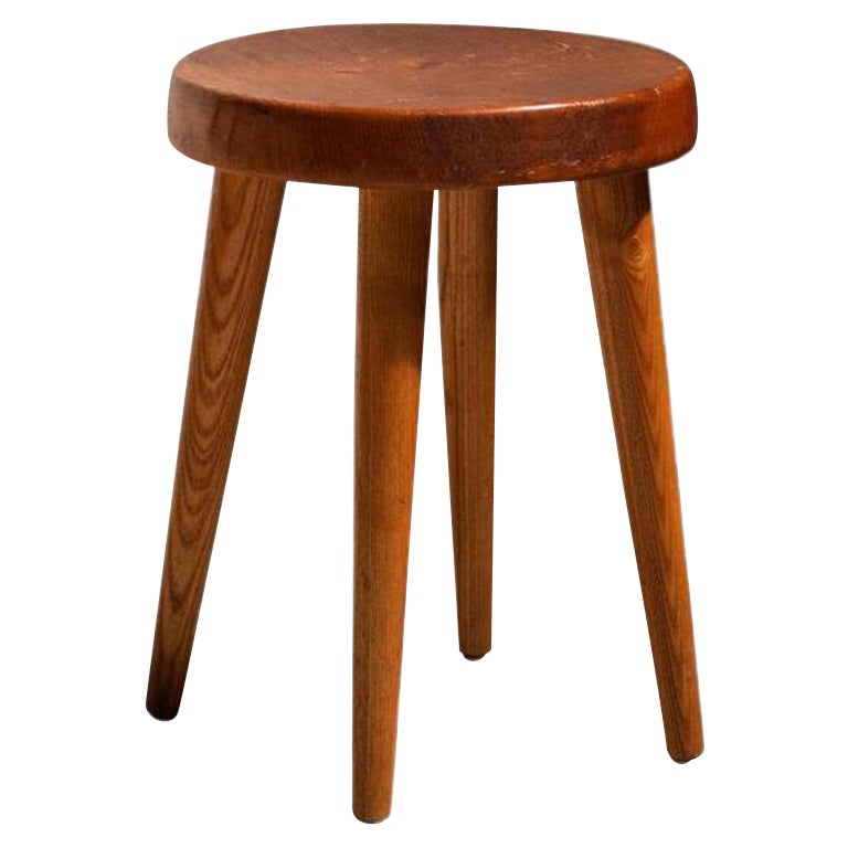 Charlotte Perriand Pine Four Legs Stool, 1960s For Sale at 1stDibs