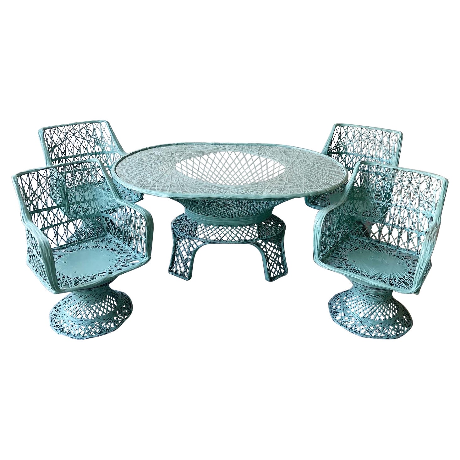 Contempo Frames Inc. Midcentury Yellow Vinyl Chrome Frame Dining Set, 5 ...