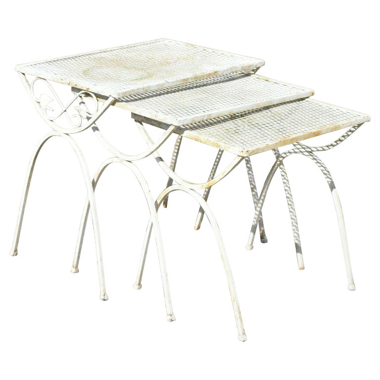 Vintage Salterini Ivy Vine Wrought Iron Nesting Patio Side Tables, 3 Pc ...