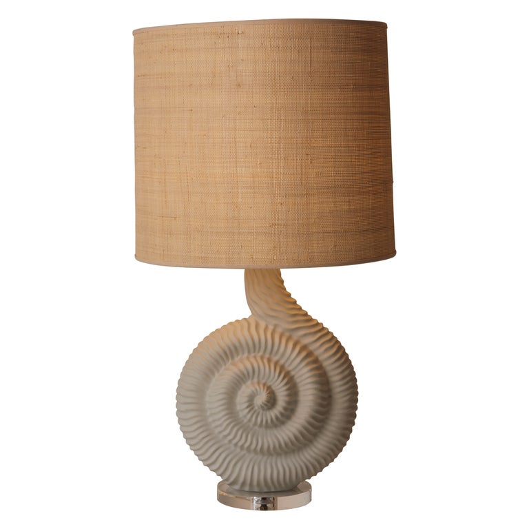 1960s Italian Marcello Fantoni White Shell Lamp For Sale at 1stDibs