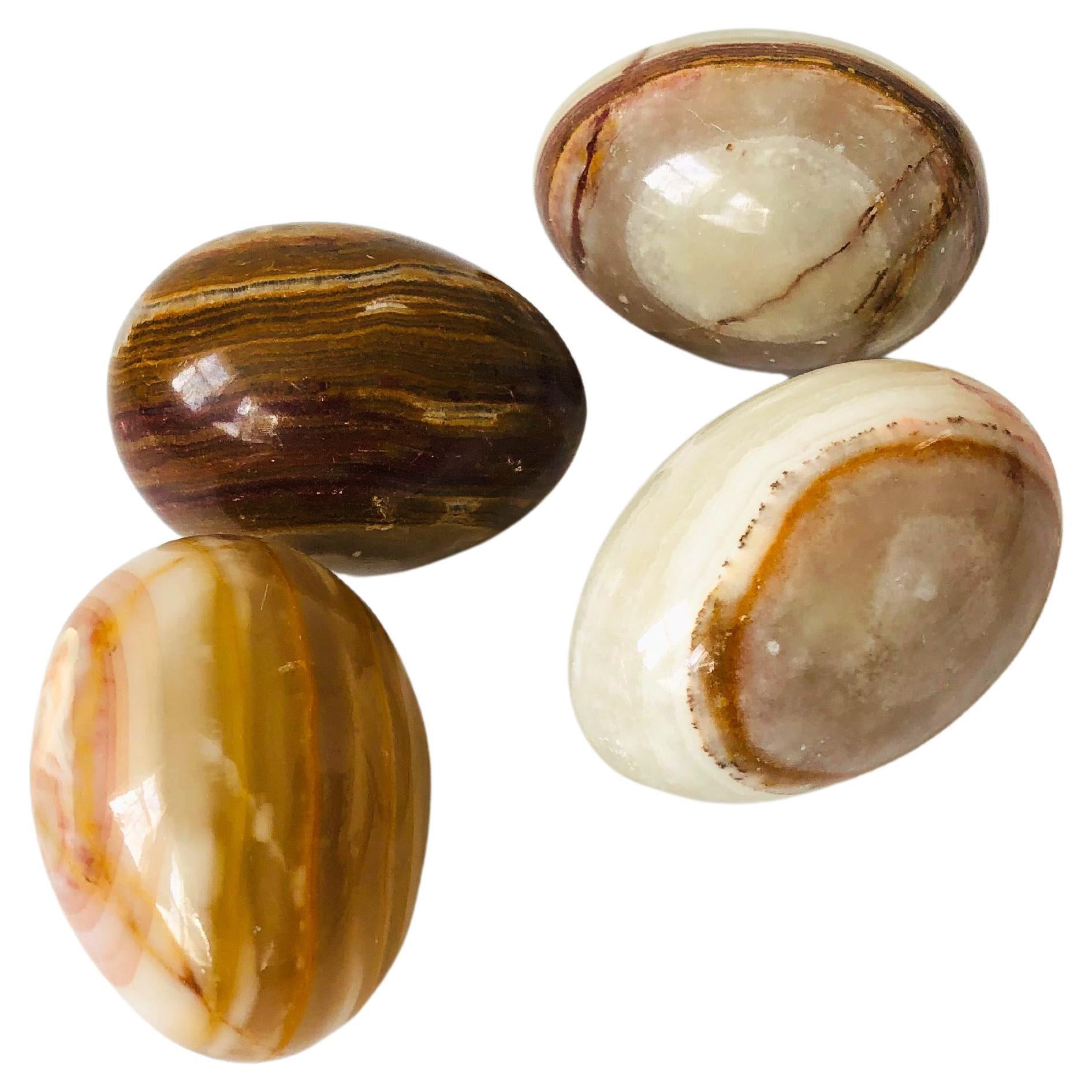 Organic Modern Hand Carved Stone Egg Sculptural Set with Heavy Guilt ...