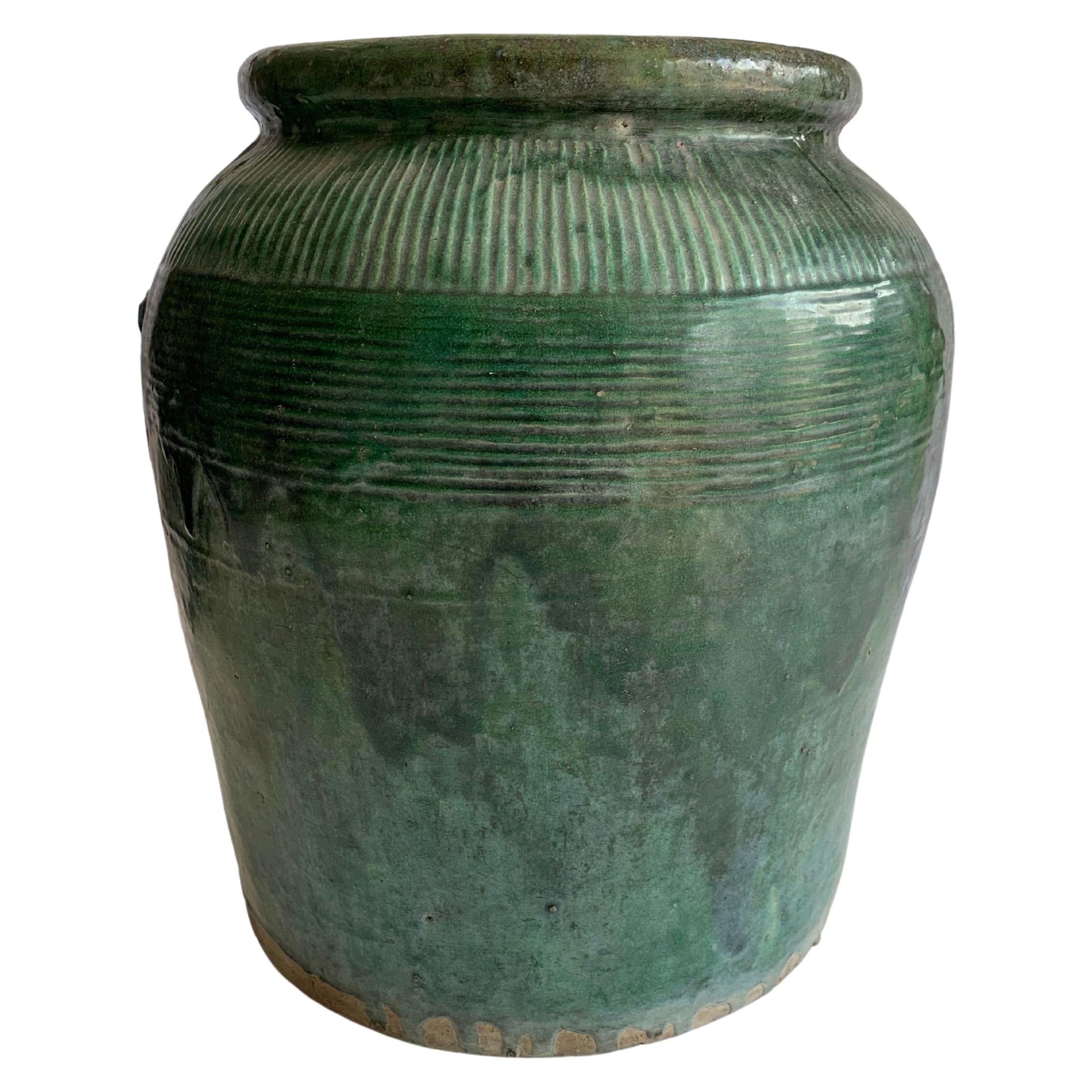 Antique Chinese Green Glazed Ceramic Soy Sauce Jar, C. 1900 For Sale at ...