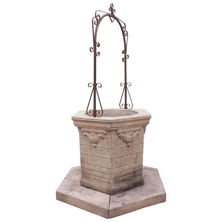 Cast Stone Garden Well from Northern France at 1stDibs