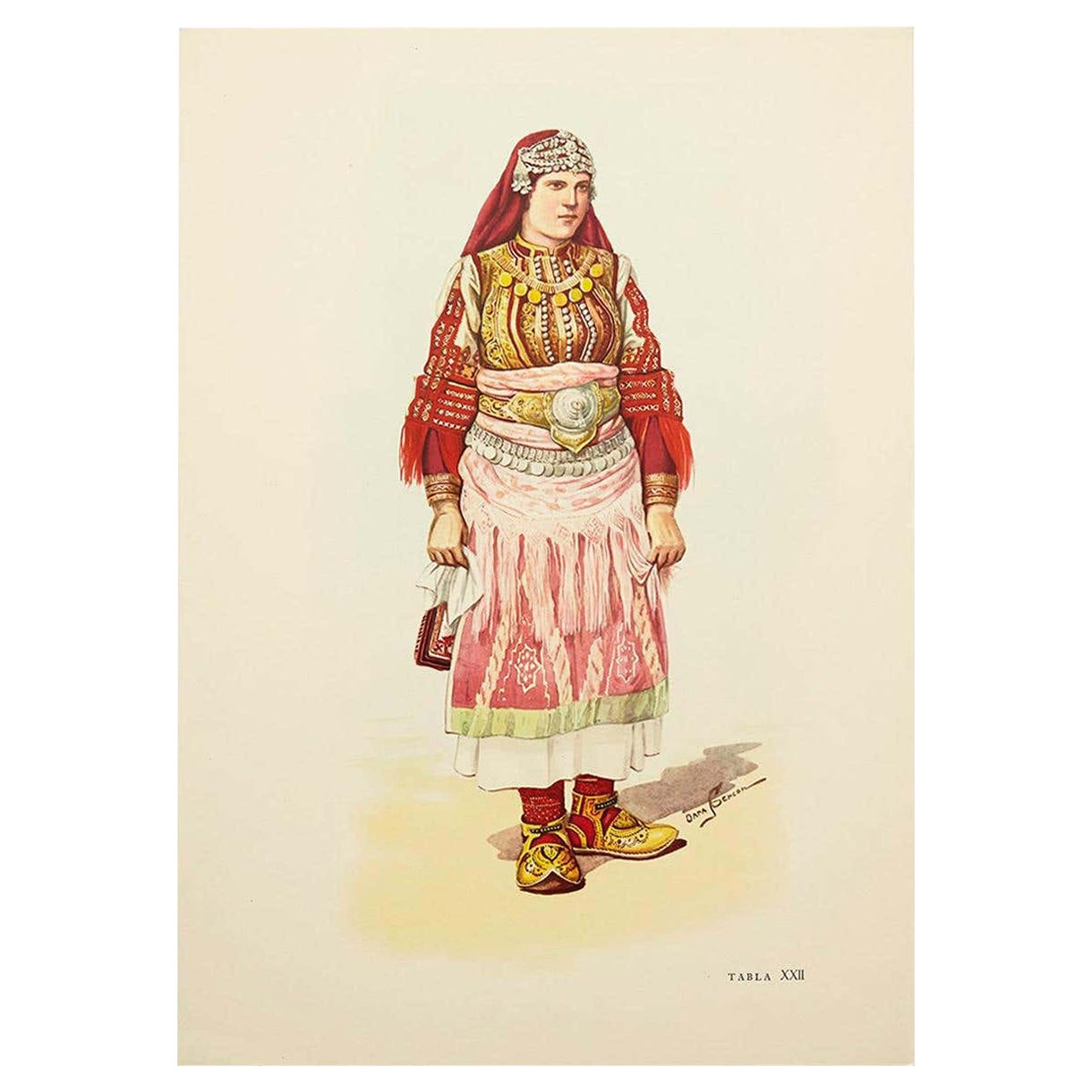 Macedonian National Dress Drawing 1963 - 32 For Sale on 1stDibs