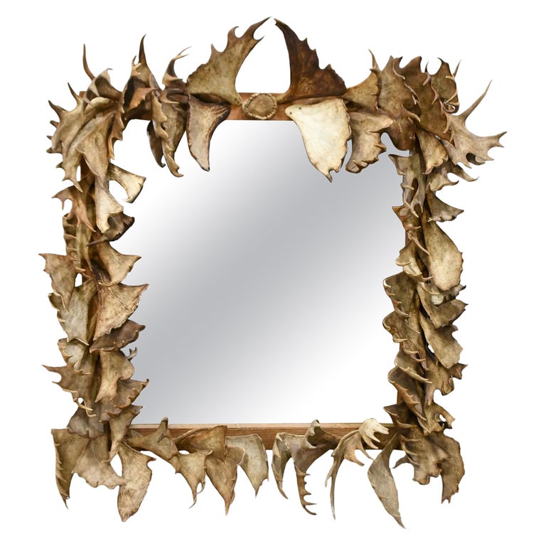 19th Century Hunting Lodge Antler Framed Mirror at 1stDibs