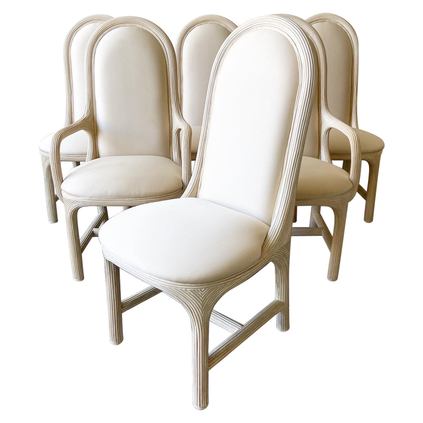Pencil Reed Rattan High Back Dining Chairs, Set of 10 at 1stDibs