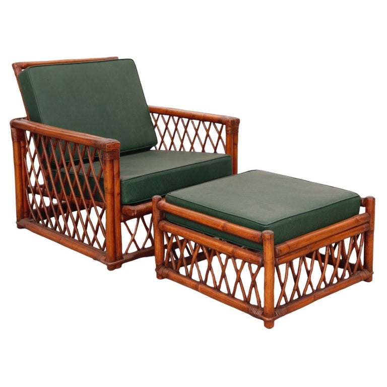 Ficks Reed Bamboo Lounge Chair and Ottoman For Sale at 1stDibs