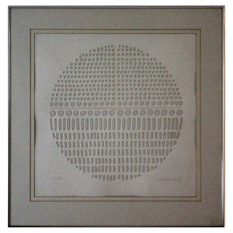 Paul Maxwell Modern Circle with Red and Yellow Lines Paper Relief 72/75 Signed For Sale at 1stDibs